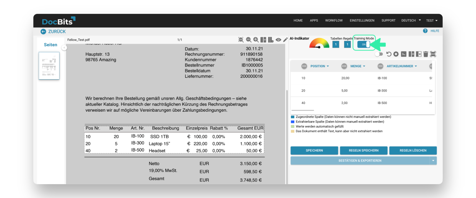 Definieren von Tabellen und Spalten - DocBits