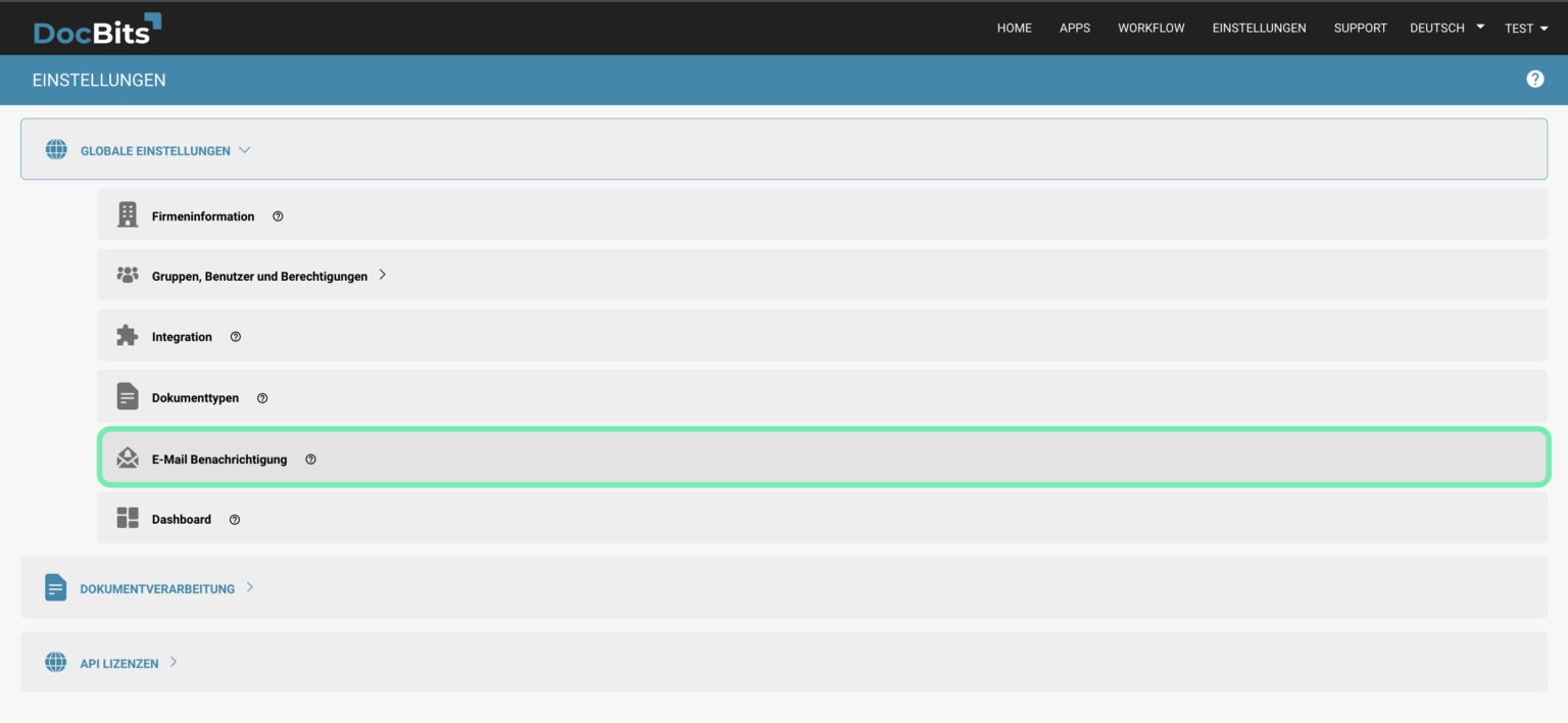 E-Mail Benachrichtigung - DocBits